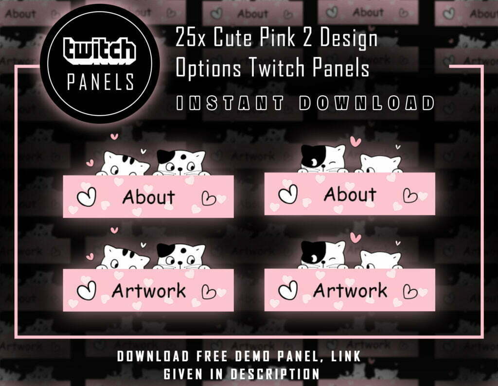 Cute Twitch Panels - 50x Pink Cat/ Kitty Panels - DigiSpotter