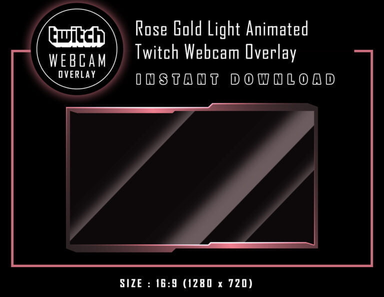 Pink Rose Gold Twitch Webcam Overlay - Animated Light Border