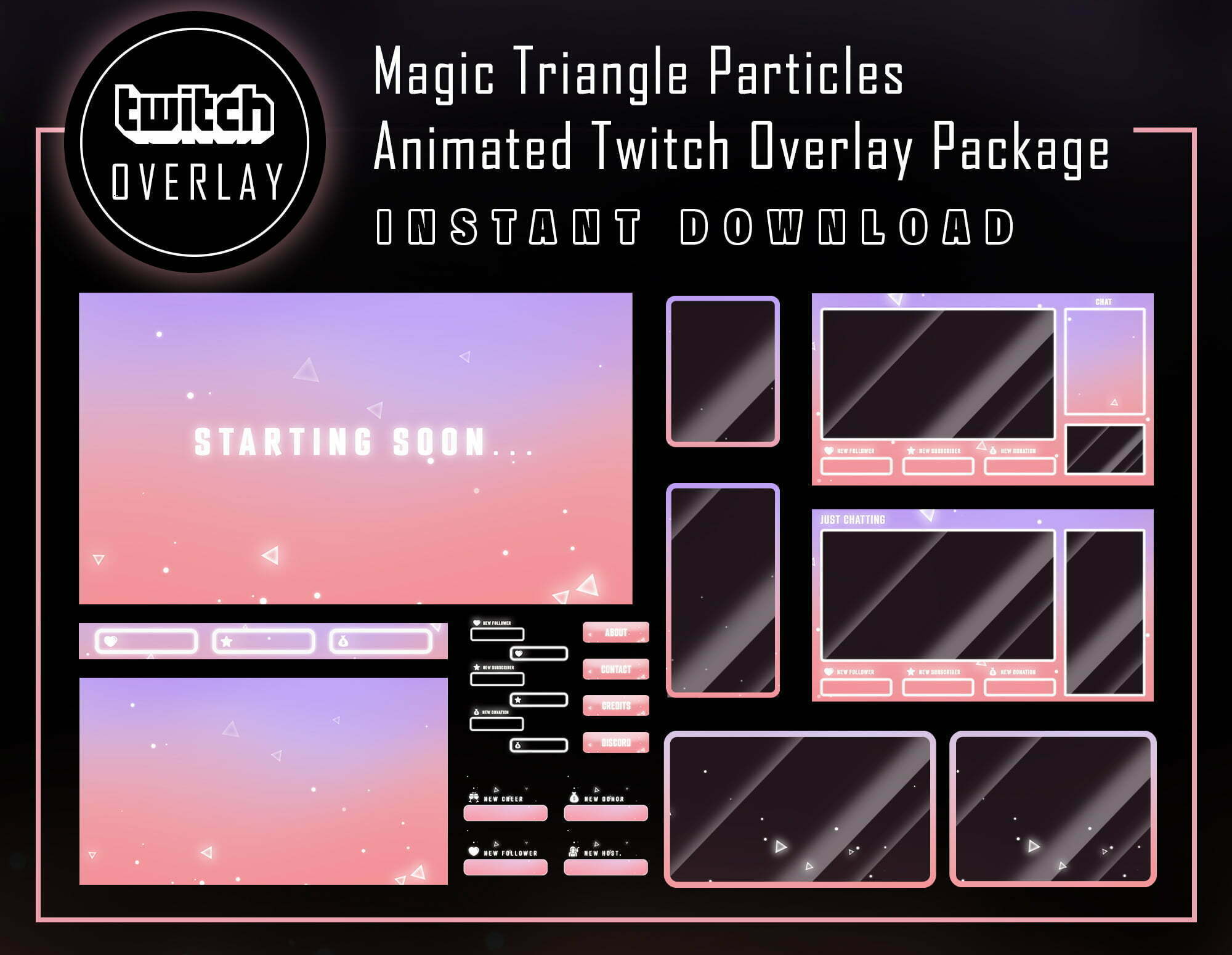 Magic Twitch Overlay Package - Animated Magic Triangle Particles ...