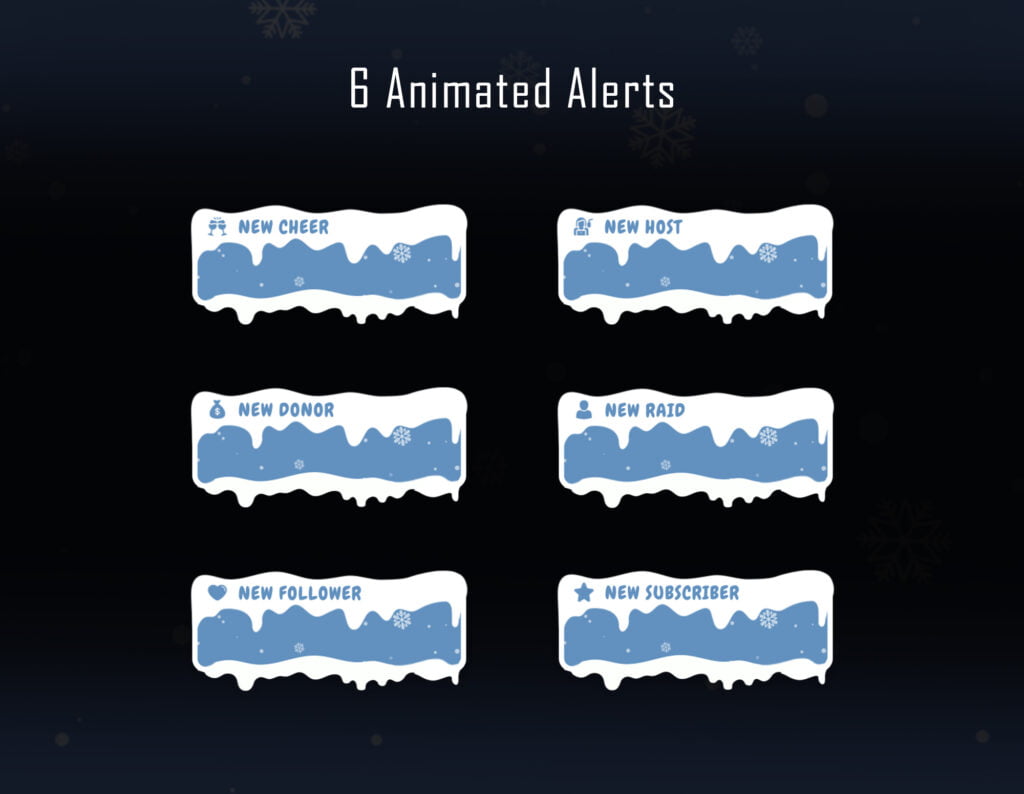 Snow Twitch Overlay Package - Winter Streaming Overlay Pack