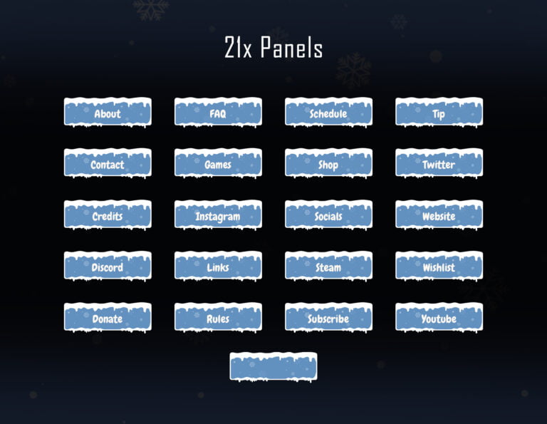 Snow Twitch Overlay Package - Winter Streaming Overlay Pack