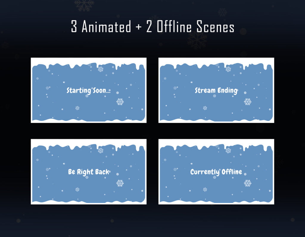 Snow Twitch Overlay Package - Winter Streaming Overlay Pack