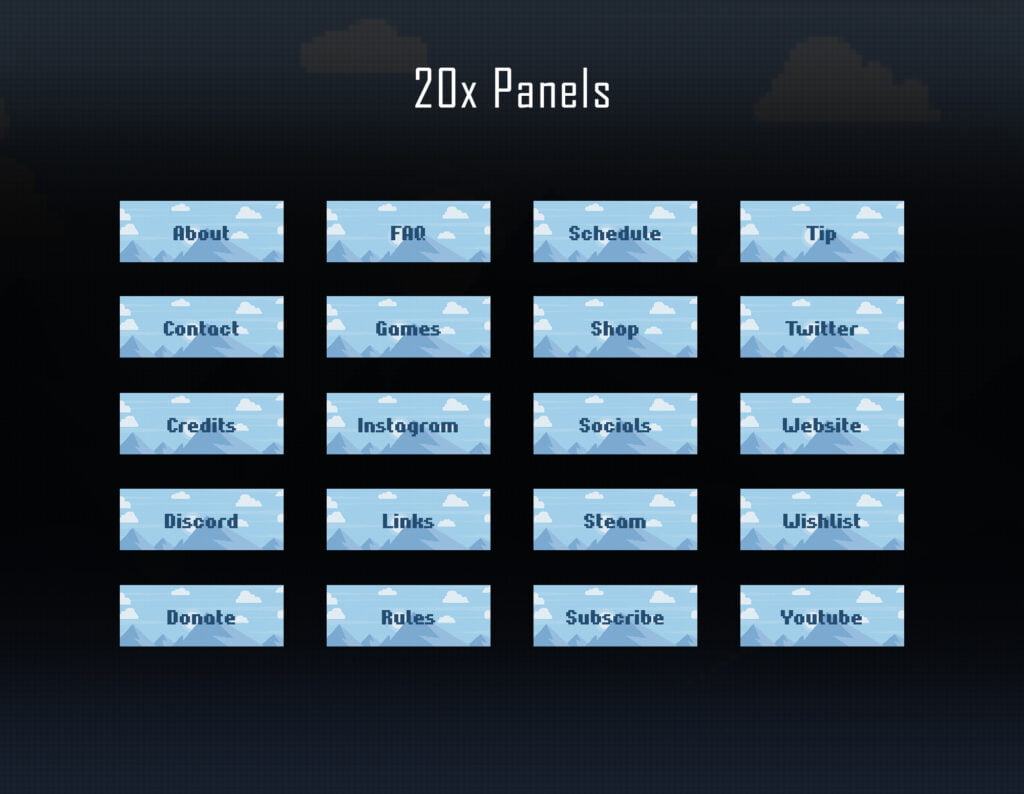 Winter Twitch Overlay Package - 8bit Pixel Snow Landscape