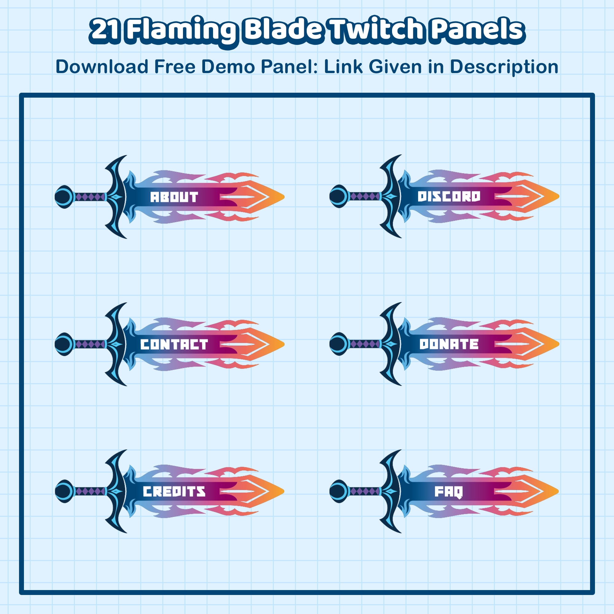 Flaming Magic Swords Twitch Panels - DigiSpotter