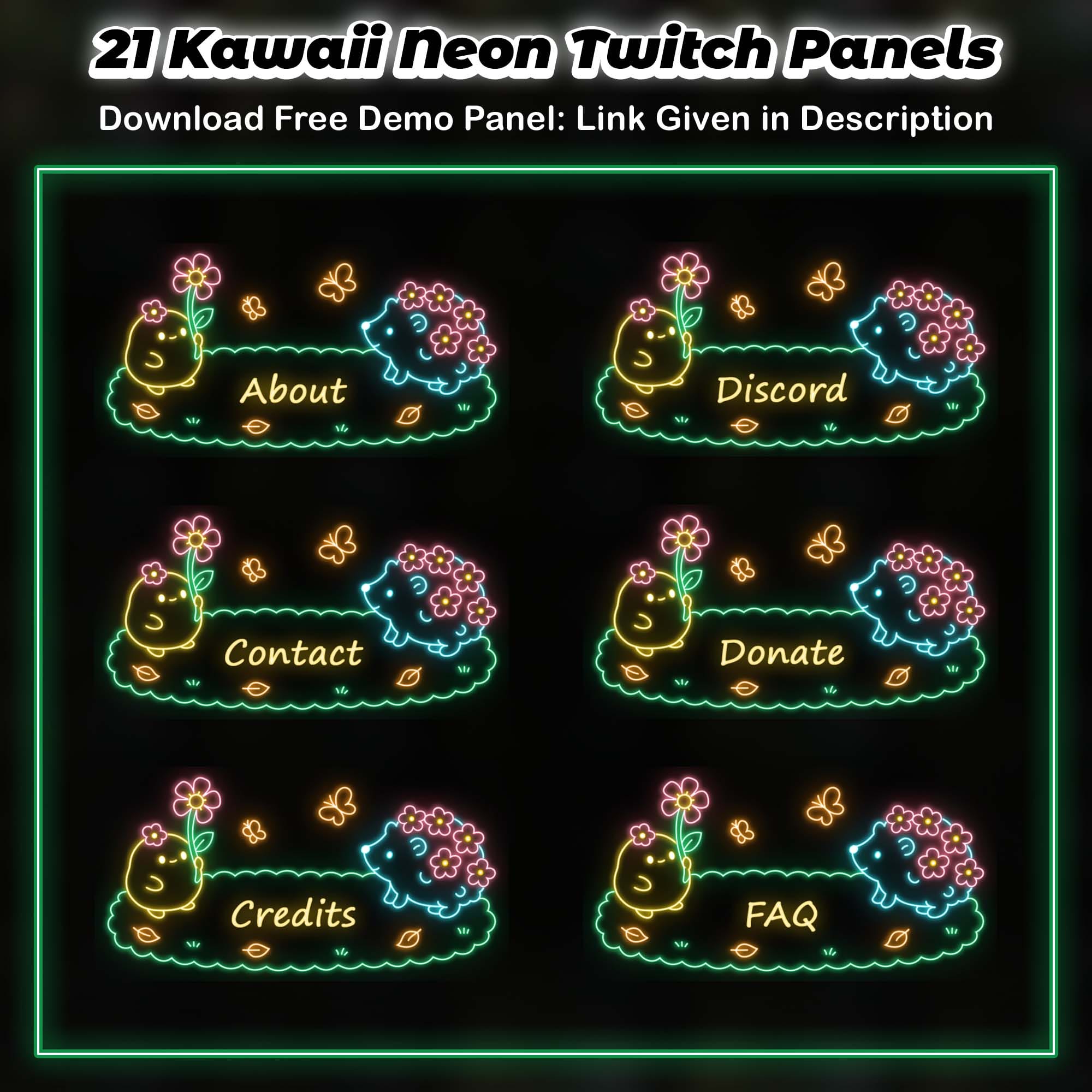 Kawaii Neon Twitch Panels – 21x Glowing Cute Panels - DigiSpotter