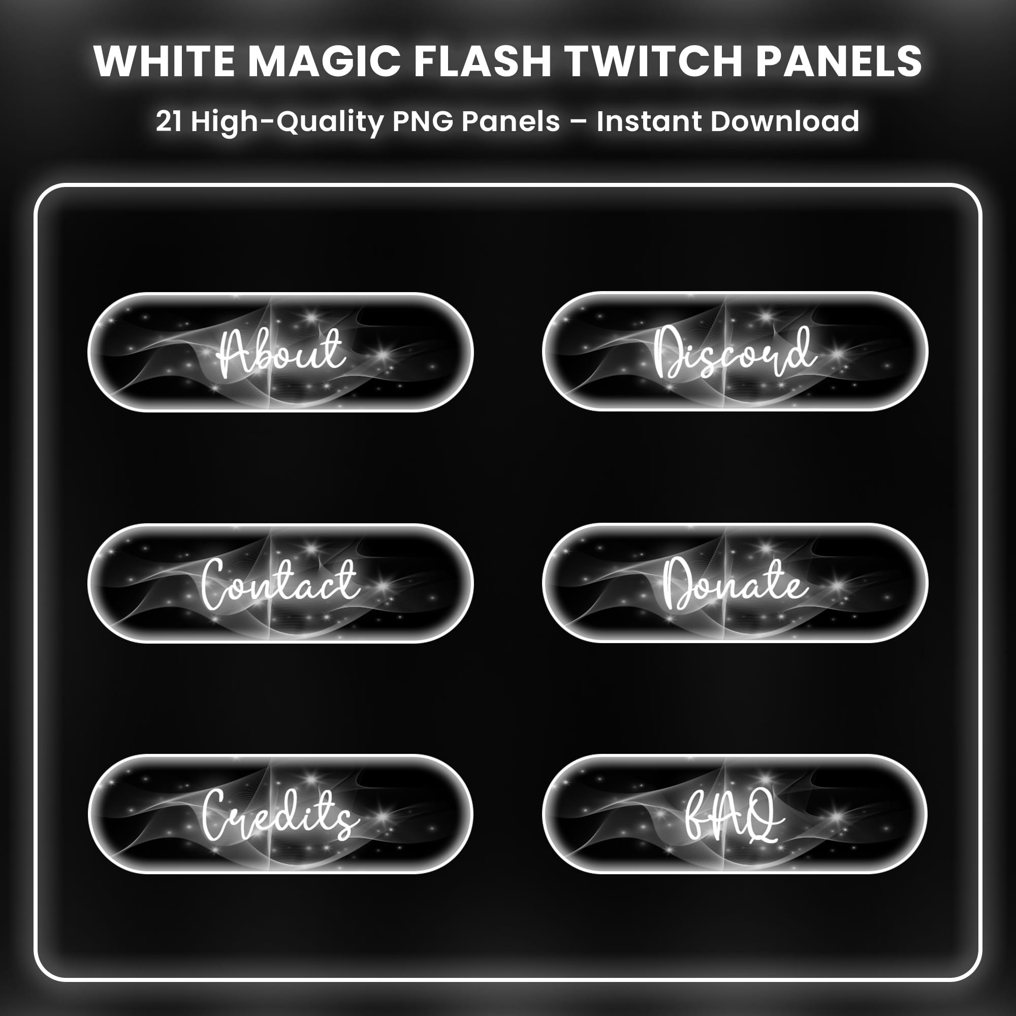 White Magic Flash Twitch Panels for Streamers - DigiSpotter